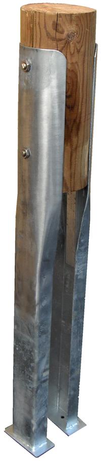 Kraftig galvaniseret jernfod - nedstøbning af træstolpe